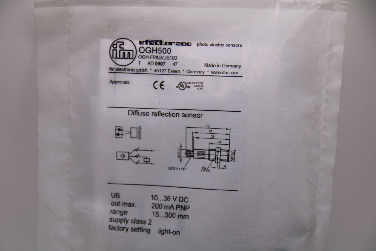 IFM OGH-FPKG/US100 Reflex-Lichttaster für industrielle Anwendungen ...
