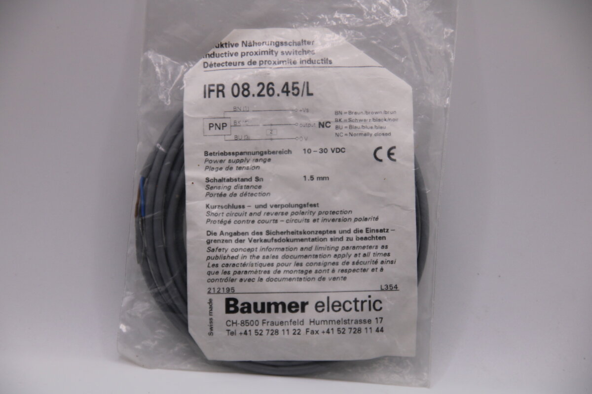 BAUMER IFR-08.26.45/L Näherungsschalter | Induktiver Näherungssensor ...